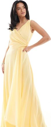 Tfnc Petite Linvitée - Robe cache-coeur longue en mousseline avec jupe portefeuille - Citron-Jaune