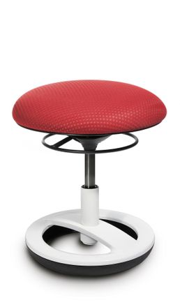 Topstar Topstar SU83BR1 Sitzhocker Sitness Bobby f&uuml;r Kinder, Standfu&szlig;ring Alu wei&szlig; lackiert, Stoffbezug, rot