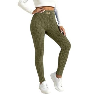 Generic Legging c&ocirc;tel&eacute; pour femme - Contr&ocirc;le du ventre - Coupe ajust&eacute;e - Pantalon extensible - Pantalon de yoga taille haute en tricot pour femme, Vert, XXL