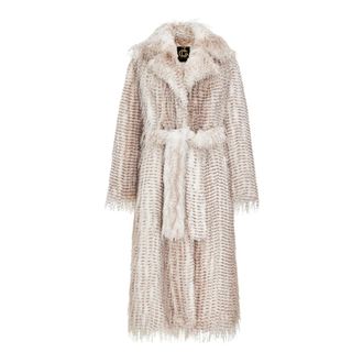 Cesare Gaspari Lang geschnittener Mantel aus Kunstpelz mit G&uuml;rtel - - Coats - Damen - Beige - M