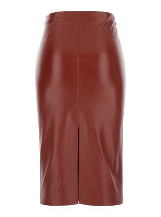 Jucca Womens Midi Skirt Red Eco Leather