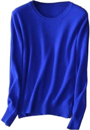 Generic Pull Bleu Roi pour Femme, col Rond, Manches Longues, Maille Douce, Pull Over, Haut d&eacute;contract&eacute; pour lautomne, Bleu Roi, Taille M