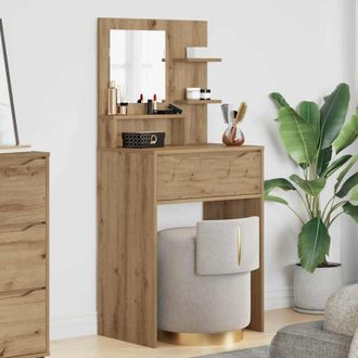 vidaXL vidaXL Tables de maquillage pour chambre avec tiroir Ch&ecirc;ne artisanal