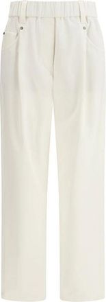 Brunello Cucinelli Femme, Pantalons, Blanc, Taille: 42 FR Straight Pantalons