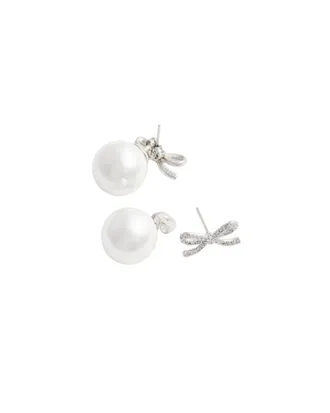 Self Portrait Womens Earrings Brystal Bow Pearl Silver Pearl-Silver Brass Pearl/silver