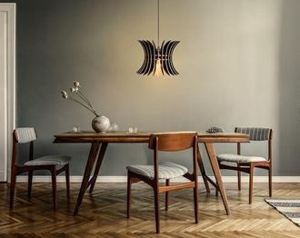 Opviq Elegant Black Sphere Chandelier, Adjustable Height 60 cm, MDF Body, E27 Socket Max 40W | Modern Scandinavian Design for Stylish Interiors