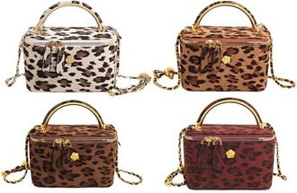 Generic Sac &agrave; bandouli&egrave;re en daim synth&eacute;tique imprim&eacute; l&eacute;opard avec poign&eacute;e pour femme (beige)