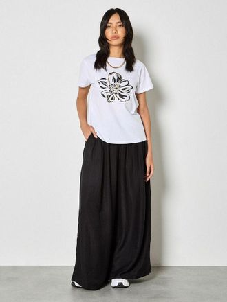 Apricot T-Shirt T-shirt mit Goldfolien-Blumenprint