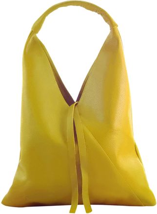 modamoda.de T260 Damen Leder Schultertasche Shopper Elegant Alltagstauglich handmade in Italy, Farbe:Sonnengelb