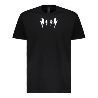 Neil Barrett Fair Isle Thunderbolt Oversize T-Shirt - - Tops - Herren - Schwarzk - L