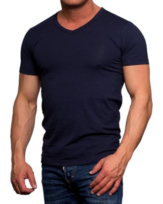 Jack & Jones Male T-Shirt Basic V-Neck Navy Blue, XXL