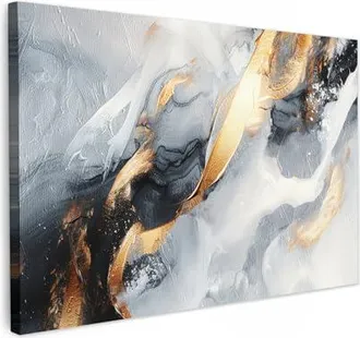 MuchoWow © Impression sur Toile Photo Peinture 90x60 cm Tableau Decoration Murale Chambre Salon Maison Deco Cuisine Art - Or - Luxe - Abstrait - Moderne