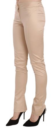 Just Cavalli Womens Low Waist Skinny Trousers Cream Cotton Elastane