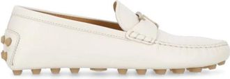 Tod's Femme, Chaussures, Beige, Taille: 38 1/2 EU Mocassins en Cuir Ivoire avec Logo M&eacute;tallique