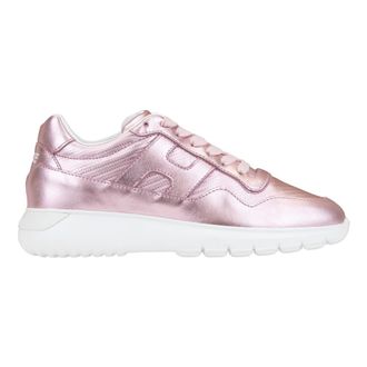 Hogan Sneakers aus laminiertem Leder mit Schn&uuml;rung - - Shoes - Damen - Rosa - 36 EU