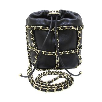 Chanel Pre-owned Sac seau en cuir dagneau &agrave; cha&icirc;ne CC - Femme - Pre-owned - Noir - Taille: ONE Size
