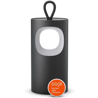 Sigor Lunari nachtschwarz - LED Akku-Tischlampe tragbar & dimmbar mit FlexMood (2200K/2700K), bis 12h Leuchtdauer, USB-C Magnet-Ladefunktion, IP44 Outdoor &