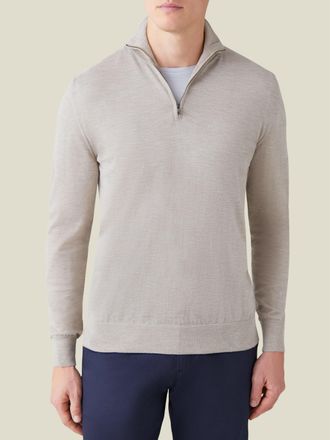 Luca Faloni Pullover mit Reißverschluss in Hellbeige aus Seiden-Kaschmir für Herren