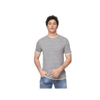 Brunello Cucinelli Gestreiftes Leinen T-Shirt mit Rundhalsausschnitt - - Tops - Herren - Mehrfarbig - XL