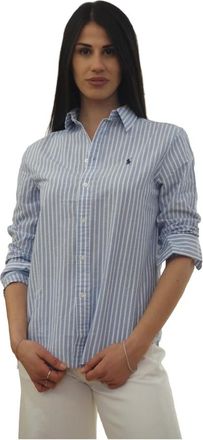 Ralph Lauren Femme, Blouses et Chemises, Bleu, Taille: 38 FR Linen-blend Stripe Shirt