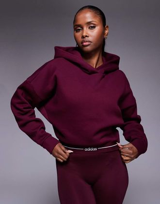 adidas adidas Training - Hyperglam - Sweat &agrave; capuche avec d&eacute;tail lin&eacute;aire &agrave; logo - Bordeaux-Rouge