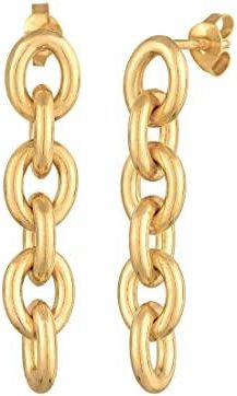 Elli Boucles dOreilles Femmes Pendentif doreilles Maillons Aspect des Chaînes en Argent Sterling 925 plaqué Or