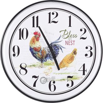 Beliani L&auml;ndliche Wanduhr bunt &oslash; 48 cm Hahn Horw