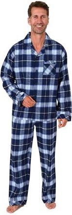 Normann Pyjama en flanelle pour homme, aspect carreaux, également en grande taille, Marine1., 52