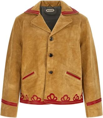 Bode Homme, Vestes, Beige, Taille: L Trefoil Suede Jacket