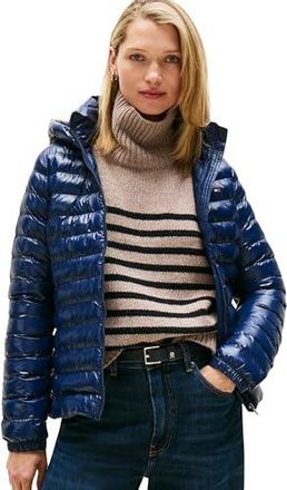 Tommy Hilfiger Veste Matelass&eacute;e Femme Padded Slim avec Capuche, Bleu (Dark Night Navy), S