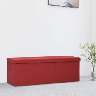 vidaXL Faltbare Sitzbank mit Stauraum Weinrot Leinenoptik Vidaxl