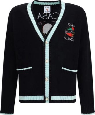 Casablanca Homme, Pulls, Noir, Taille: M Gilet en laine brod&eacute;