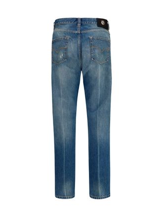 Versace Mens Straight-Leg Denim Jeans Medium Blue Cotton