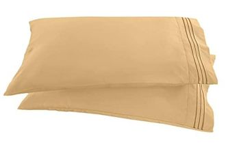 Elegant Comfort Hypoallergene Falten- und lichtbest&auml;ndiger Kissenbezug, 2-teilig King Size Pillowcase Gold
