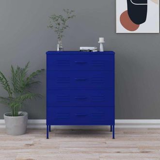 vidaXL Kommode Marineblau 80x35x101,5 cm Stahl Vidaxl