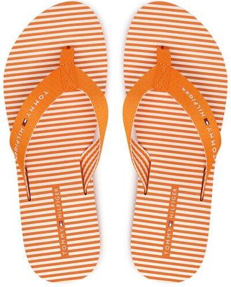 Tommy Hilfiger Zehentrenner Th Ithaca Stripe Summer Sandal FW0FW09192 Orange