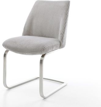 DELIFE Freischwinger Elso-Flex Cord Silbergrau Freischwinger flach Edelstahl Taschenfederkern, Esszimmerstühle