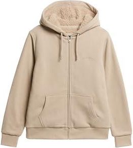 Superdry Sweat à capuche borg doublé avec fermeture éclair pour femme, Gris pavé, 42