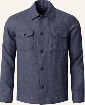 Eton Overshirt Mit Taschen Aus Leinen blau