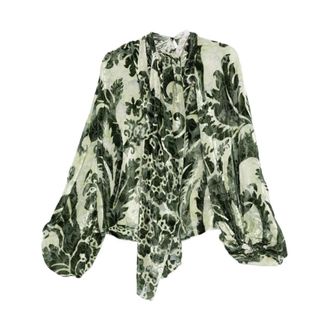 F.R.S. For Restless Sleepers Seidenbedruckte Gr&uuml;ne Bluse - - Blouses & Shirts - Damen - Gr&uuml;n - S