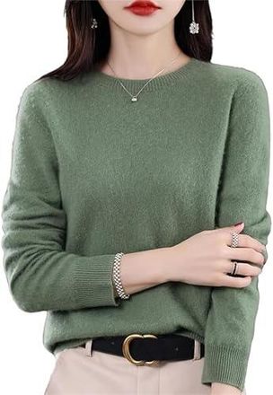 Generic Pull 100 % cachemire pour femme, pull tricot&eacute; doux et chaud &agrave; col rond pour lautomne et lhiver 2025, vert clair, XXL