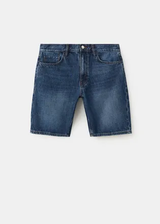 Mango Bermuda en jean droit bleu fonc&eacute; - Homme - 38 - MANGO MAN