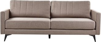 Beliani Canapé 3 Places Moderne en Tissu Salon Bureau Pieds en Métal Marron Clair Mala