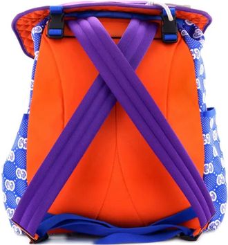 Gucci Panelled Double Buckle GG Jacquard Nylon and Rubber Large backpack - Bleu