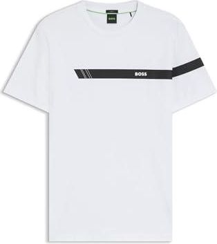 BOSS Hommes Tee 2 T-Shirt en Coton Stretch à Logo et Rayures