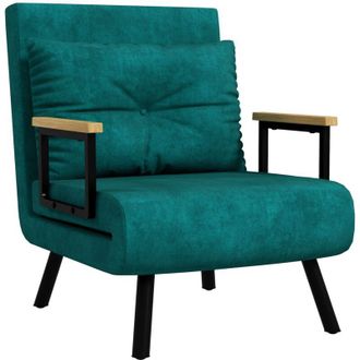 HOMCOM Fauteuil convertible 1 place - HOMCOM - fauteuil-lit chauffeuse 3 en 1 - dossier r&eacute;glable, oreiller - velours - 63x73x81cm - vert