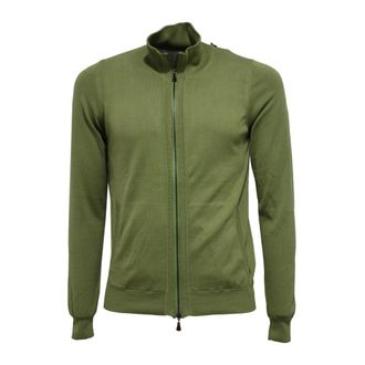Alpha Studio Gr&uuml;ner Baumwoll-Full-Zip-Pullover - - Knitwear - Herren - Gr&uuml;n - S
