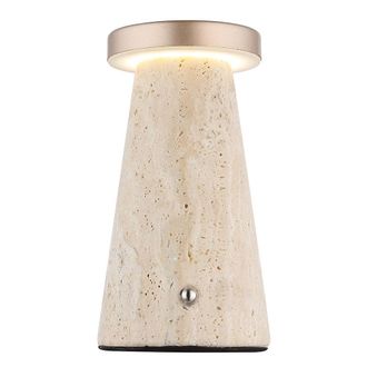 Globo Lighting LED Tischleuchte Akku Tischlampe Touchdimmer Nachttischleuchte Stein, CCT, Metall, 1,2W 138Lm warm-kaltwei&szlig;, DxH 9x16 cm