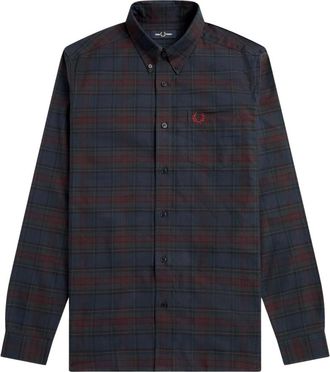 Fred Perry Chemise &eacute;cossaise authentique en Oxford - Homme - Chemises - Bleu - Taille: S