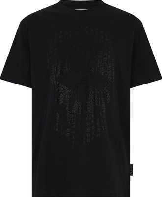 Philipp Plein Round Neck T-Shirt Skull Strass Skull Strass